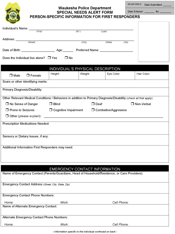 Is Your Loved One Special Needs? Police Would Like To Know, Too ...