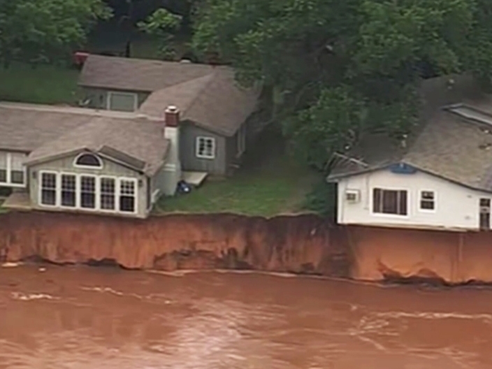 Homes Fall Into Cimarron River In Deadly Midwest Storms: Video | Across ...